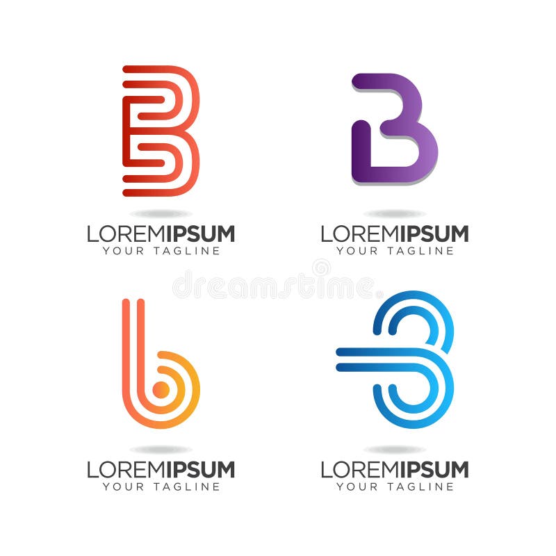 Set of Abstract Business Technology B Letter Logo Design Element Vector ...