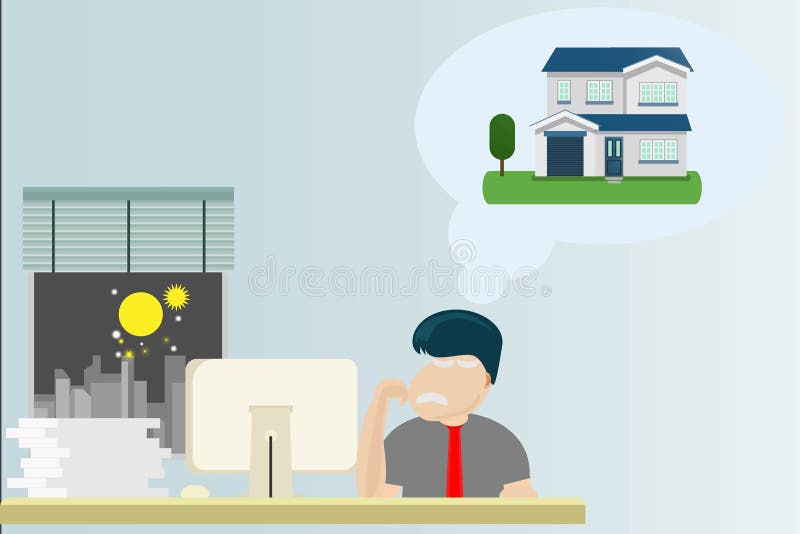 Company Employee Work Overtime To Buy Their Own Homes Stock Vector ...
