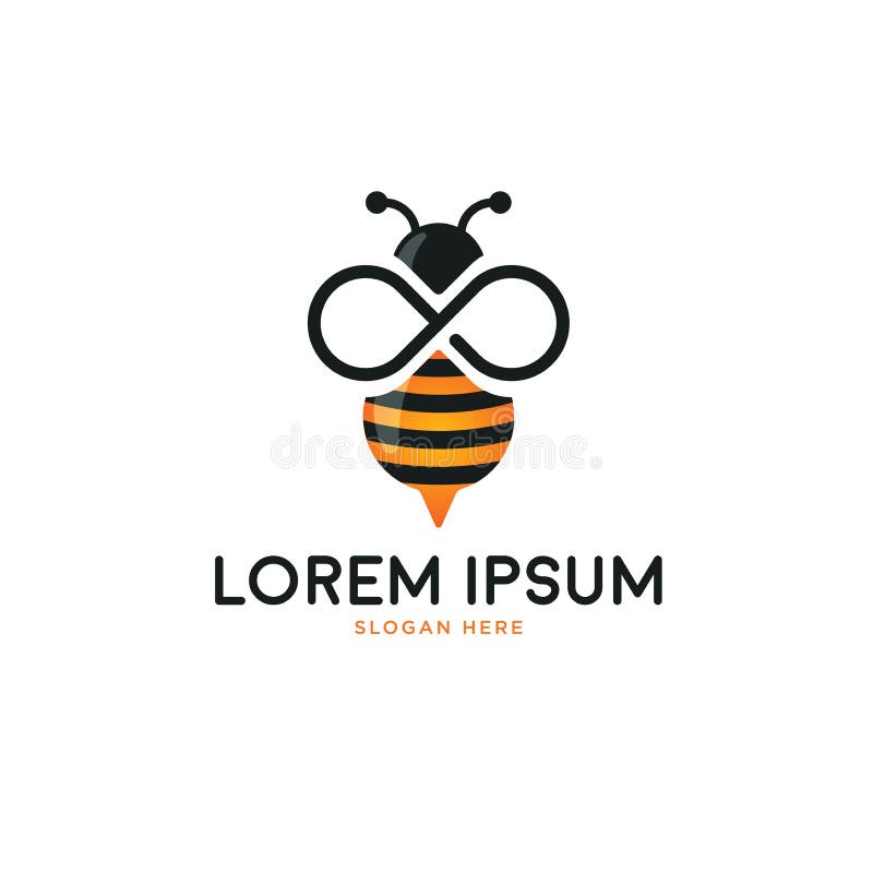 Cute Bee with Infinity Symbol Wing Logo Stock Vector - Illustration of ...