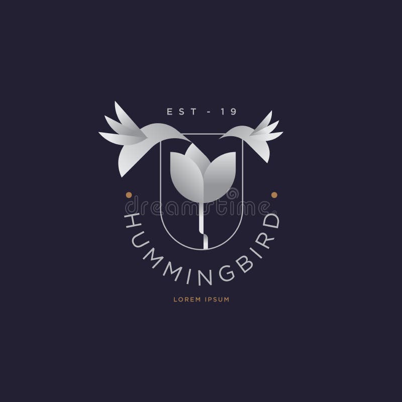 Modern Retro Hummingbird and Flower Logo Template Stock Vector ...