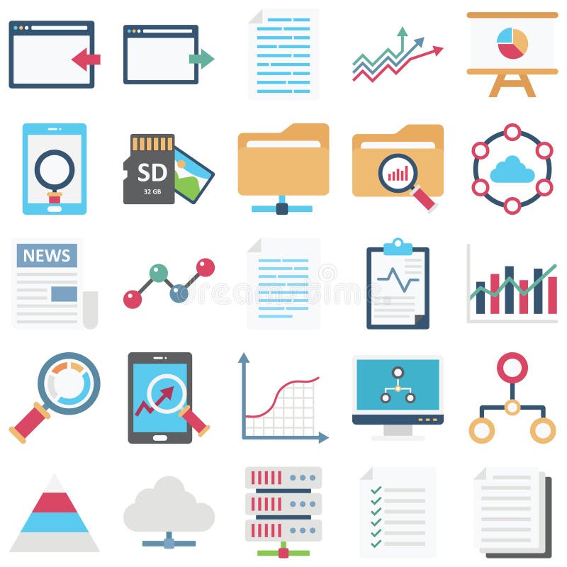 Data Science Color Isolated Vector Icons Set Every Single Icon Can ...