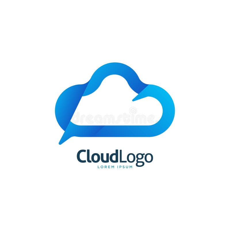 Modern Blue Dynamic Gradient Cloud Logo Icon Vector Template Stock ...