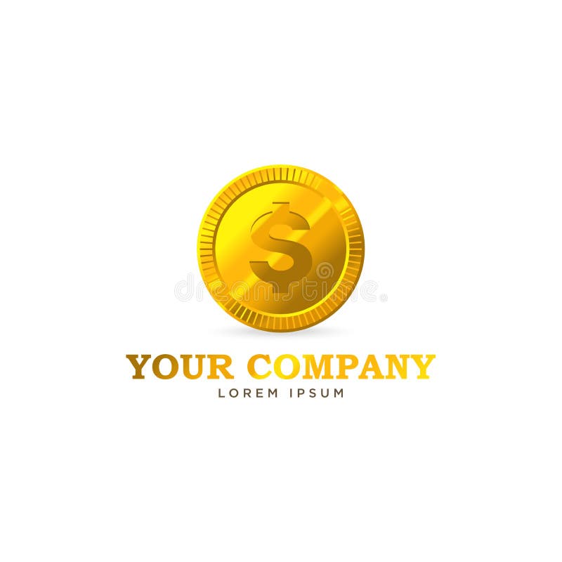 3d Golden Dollar Coin Money Logo Illustration Template Stock Vector ...