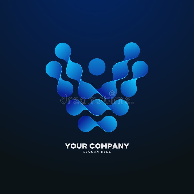 3d Abstract Connected Dot Molecule Symmetrical Logo Template Vector ...