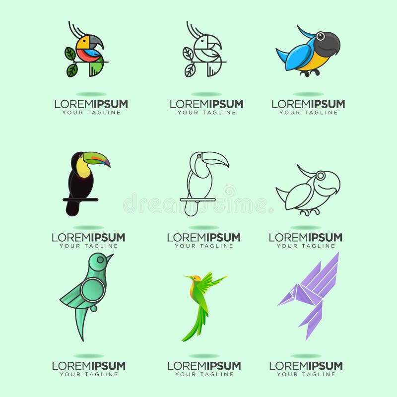 Set of Abstract Business Bird Popular Logo Design Stock Vector ...