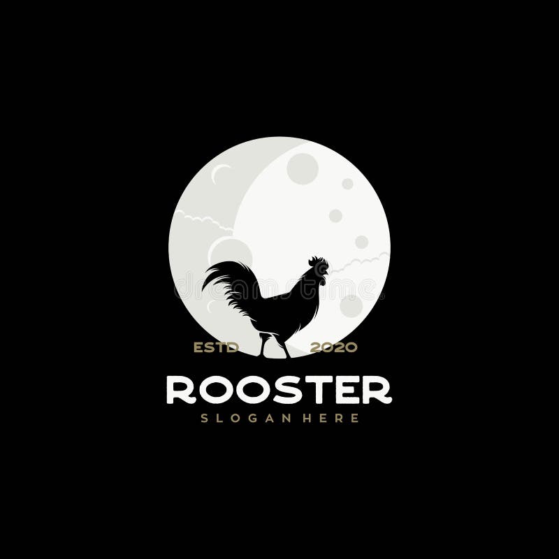 Chicken Rooster with Moon - Logo Design Vector Stock Vector ...