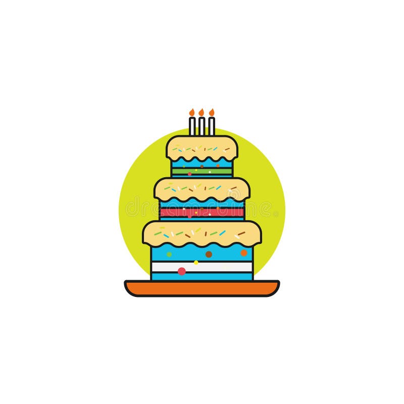 Vector Birthday Cake Illustration Flat Design Simple Colorful ...