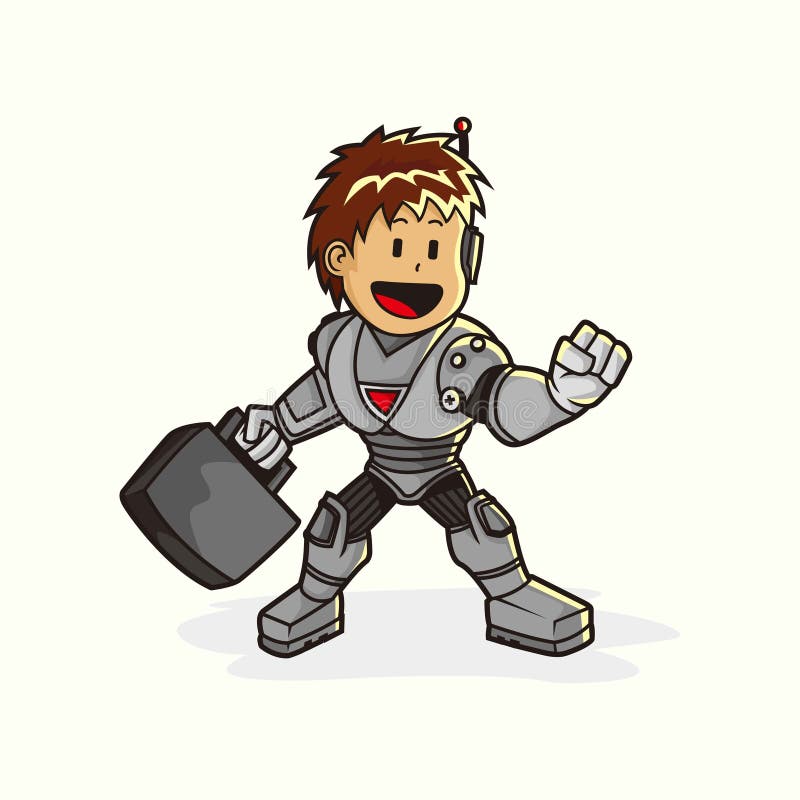 Kid Cyborg Business Character Mascot Stock Vector - Illustration of ...