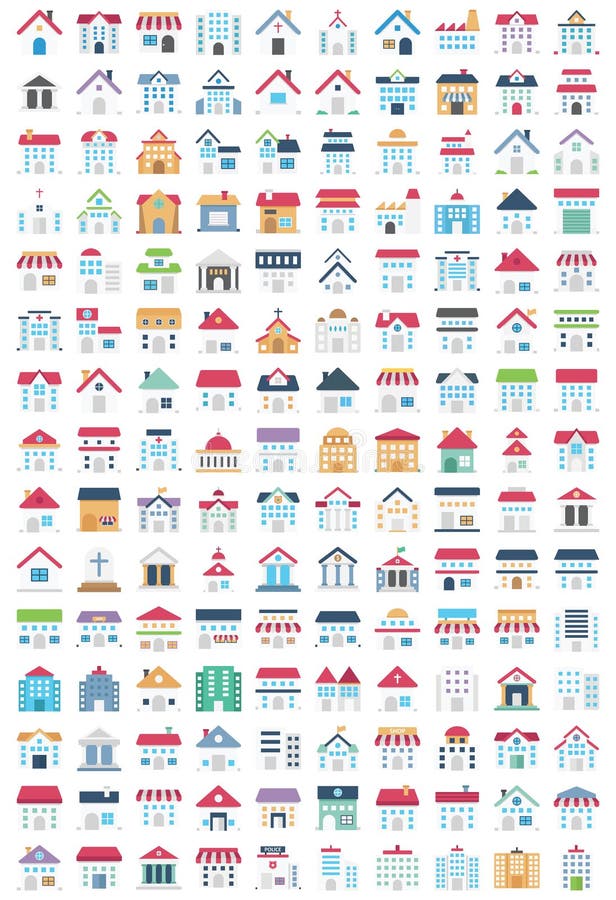Building Colored Vector Icons Set Every Single Icon Can Easily Modify ...