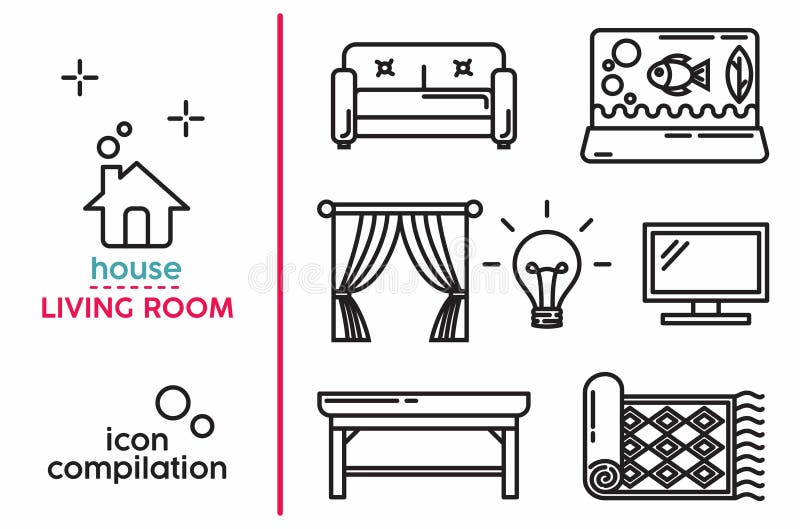 The Object Inside the House, Living Room Edition. Line Art Vector Stock ...