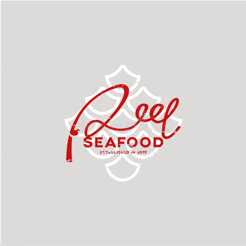 Fish and Reel Seafood Vintage Logo Template Stock Vector - Illustration ...
