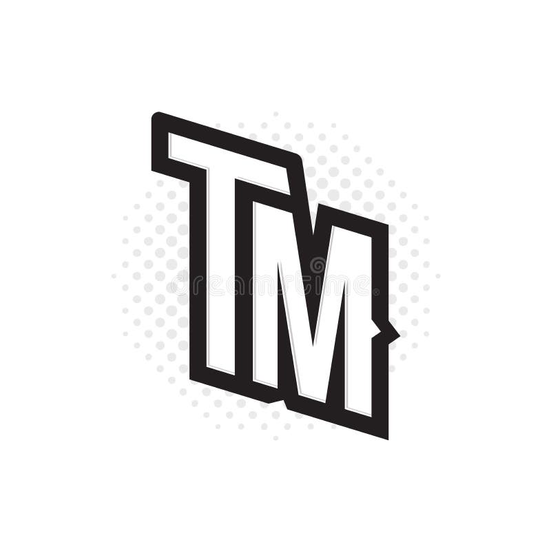 TM Monogram Pop Art Halftone Badge Logo Template Stock Vector ...