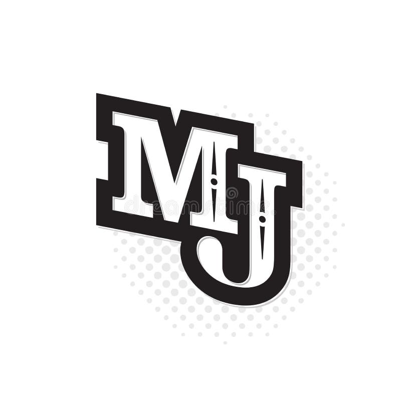 MJ Monogram Vintage Halftone Sticker Logo Template Stock Vector ...