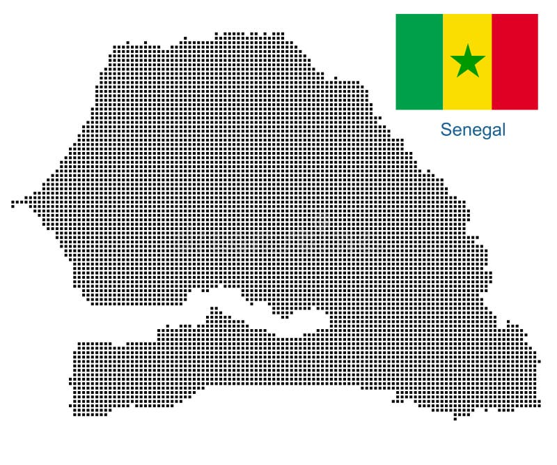 Senegal map with flag. stock illustration. Illustration of country ...