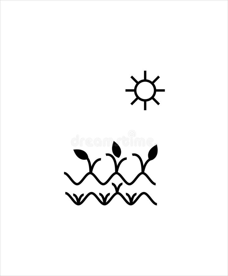 Crop Line Icon,crop with Sun Line Icon,vector Best Line Design Icon ...