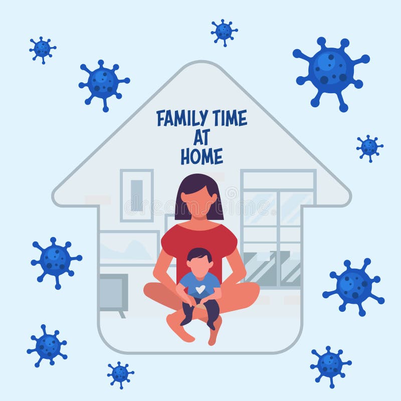 Stay at Home Corona Virus Flat Design Stock Vector - Illustration of ...