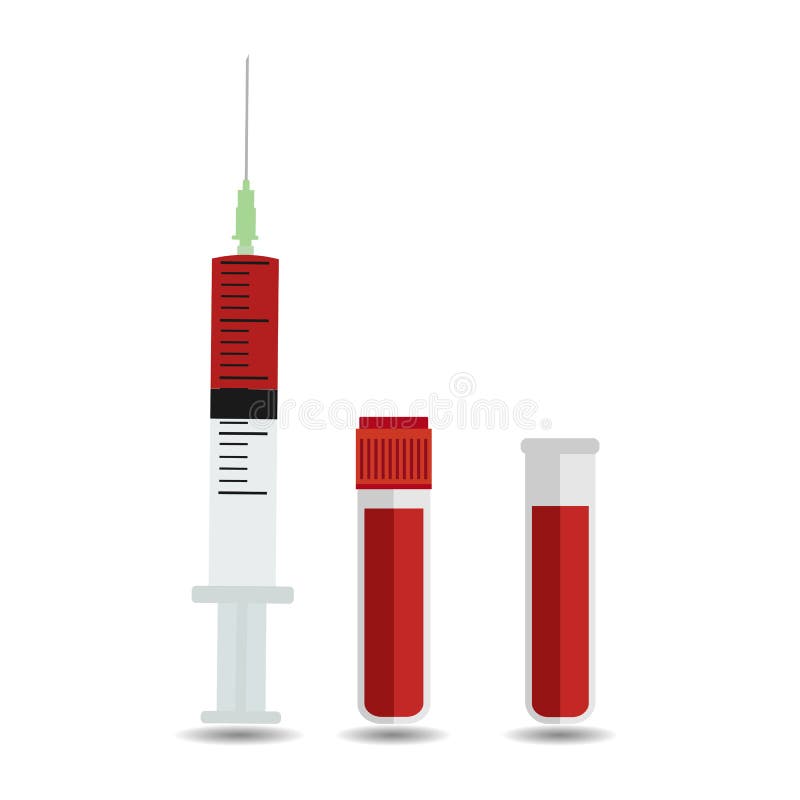 Medical Syringe for Injection and Test Tube with Blood on a White ...