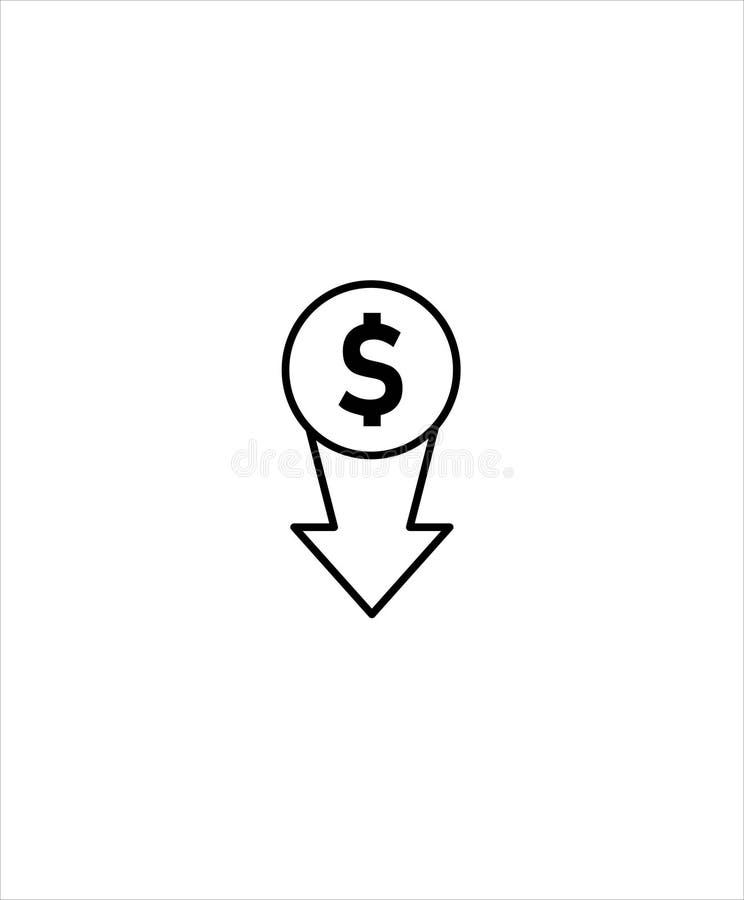 Money Down Icon,vector Best Line Icon,dollar with Down Arrow Icon ...