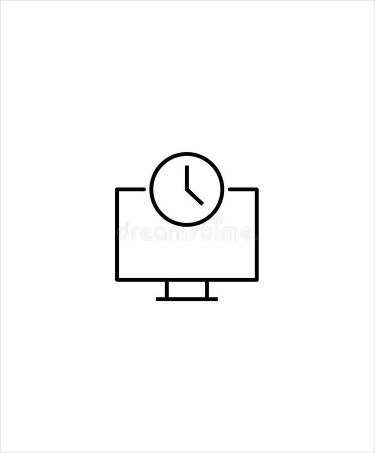 Computer with Time Icon,vector Best Line Icon. Stock Vector ...