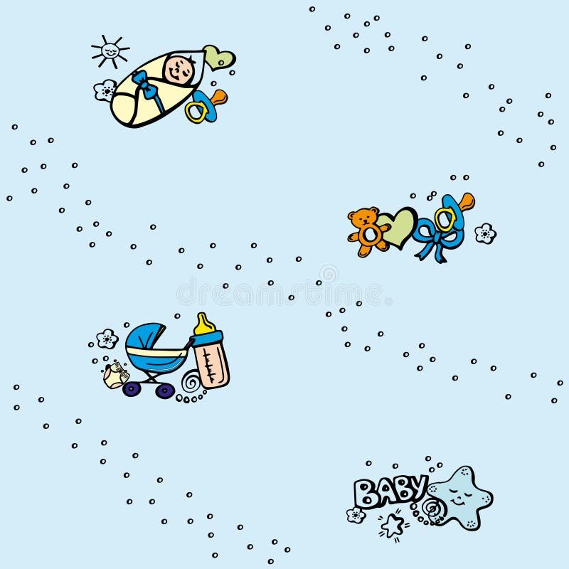 Delicate Baby Vector Pattern of Toys and Accessories,colorful Stock ...