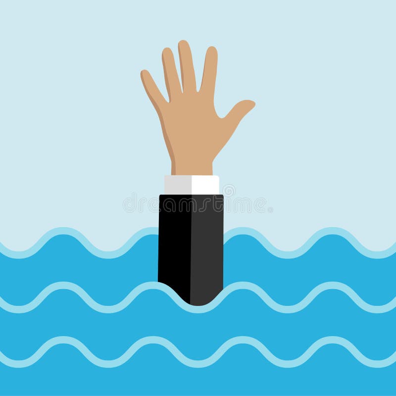 Drowning Businessman Hand in Water Helping Business To Survive Support ...