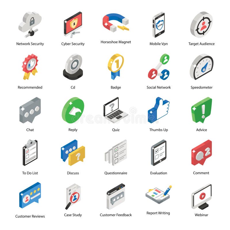 Communication and Traffic Encryption Isometric Icons Pack Stock Vector ...