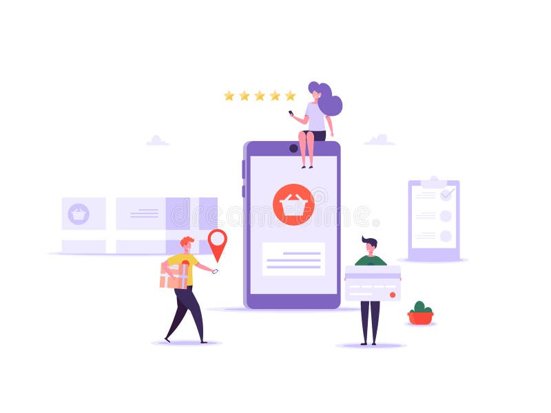 Concept of Delivery, Shipping, Online Service, Feedback Stock Vector ...