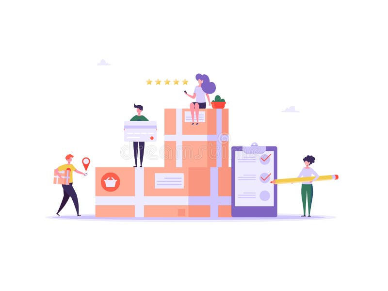 Concept of Delivery, Shipping, Online Service, Feedback Stock Vector ...