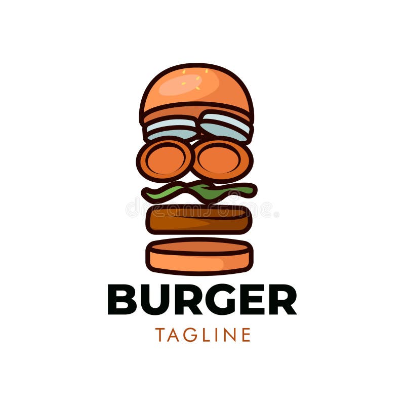 Simple Burger Logo Design Template Stock Vector - Illustration of beef ...