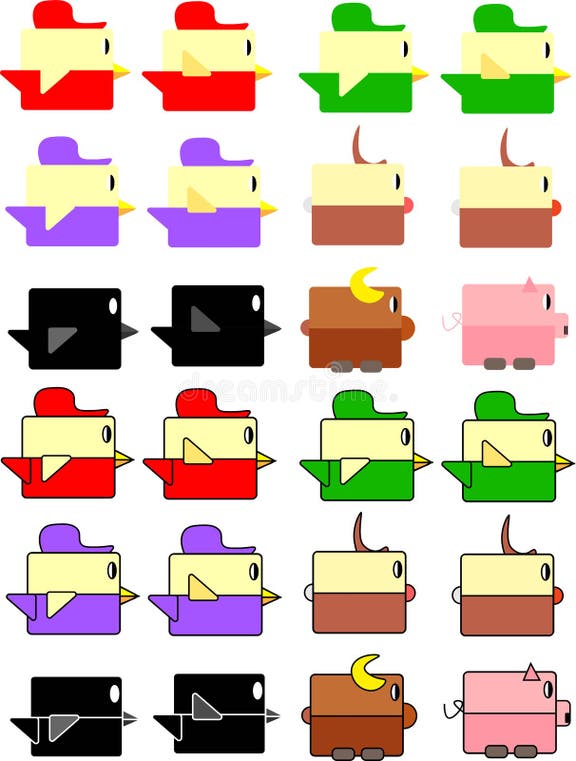 Collection of Bird Sprites and Some Other Animals Stock Vector ...