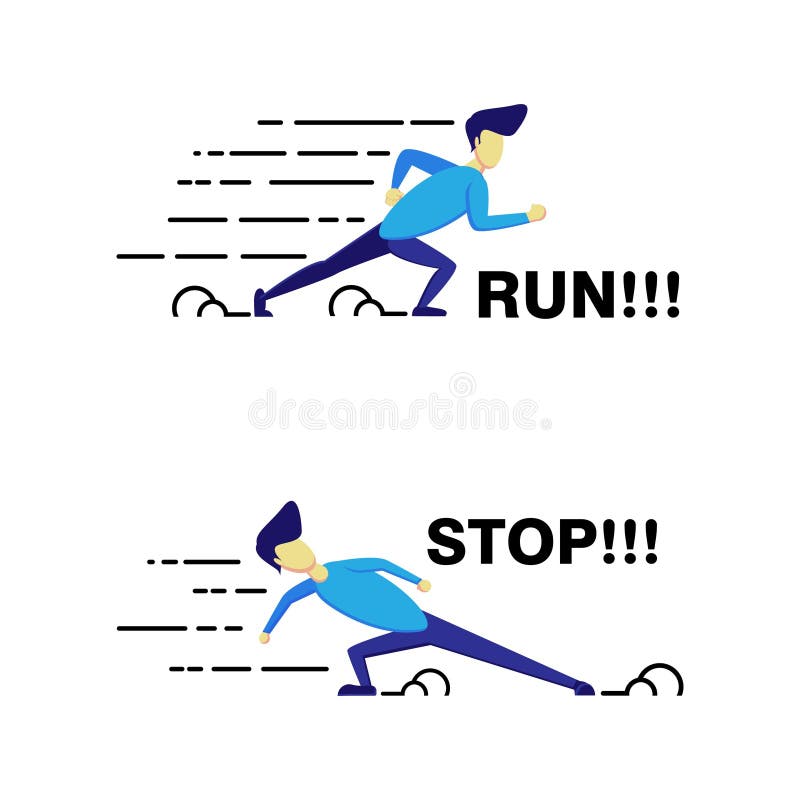 Run and Stop stock vector. Illustration of logo, extreme - 188133220