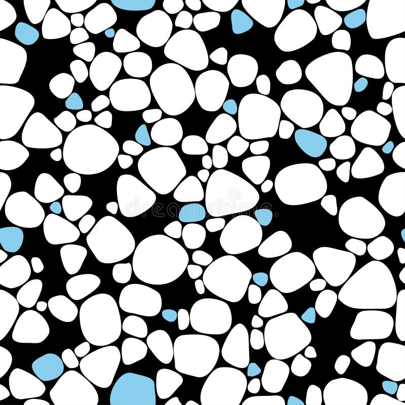 White and Cyan Flat Stones on Black Background. Simple Seamless ...