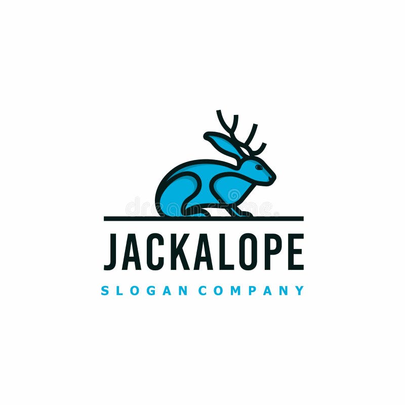 Jackalope Line Art Vector Logo Inspiration Stock Vector - Illustration ...