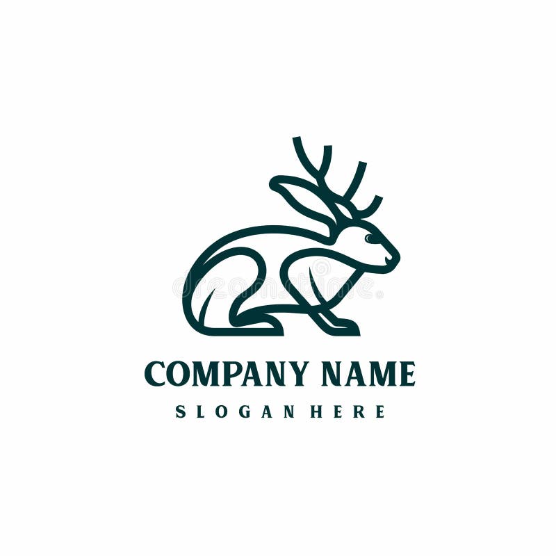 Jackalope Line Art Vector Logo Inspiration Stock Vector - Illustration ...