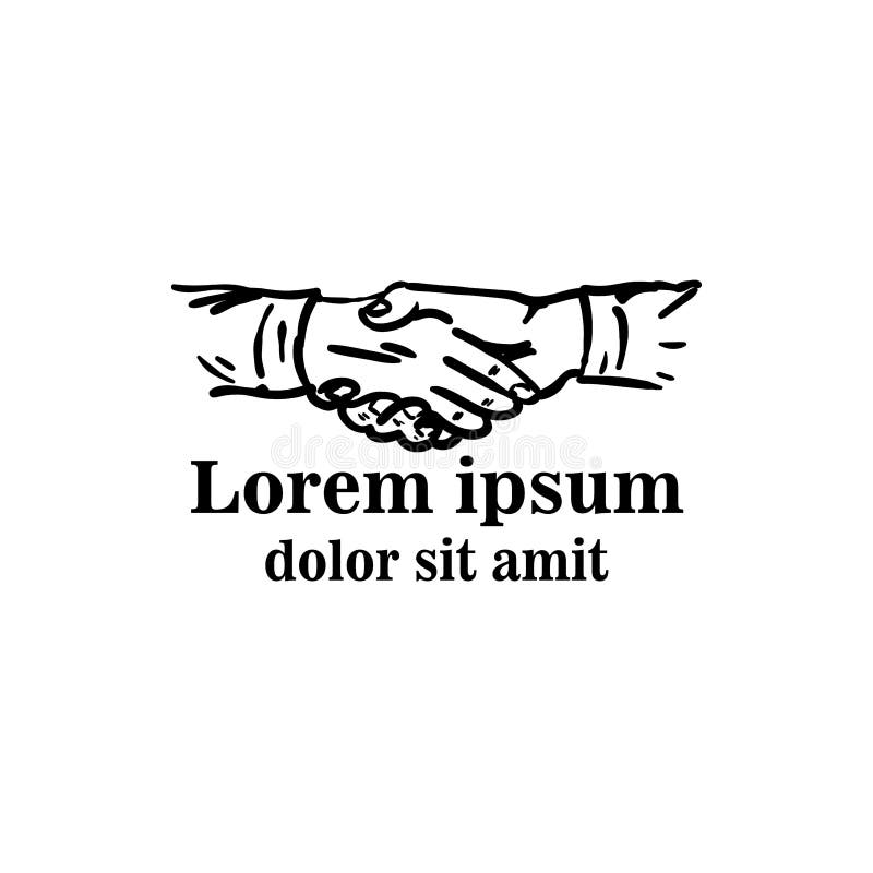 Simple Hand Drawn Hand Shake. Business Deal Illustration Logo Design ...