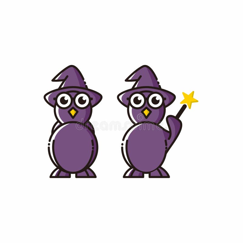 Cute Owl Wizard Cartoon Mascot Character Illustration Vector Stock ...