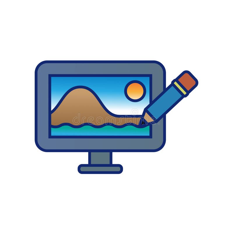 Illustration Graphic Vector is Monitor Show Picture with Pencil for ...