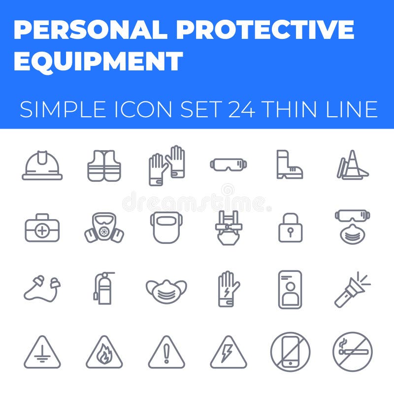 Personal Protective Equipment Thin Line Set Icon Stock Vector ...