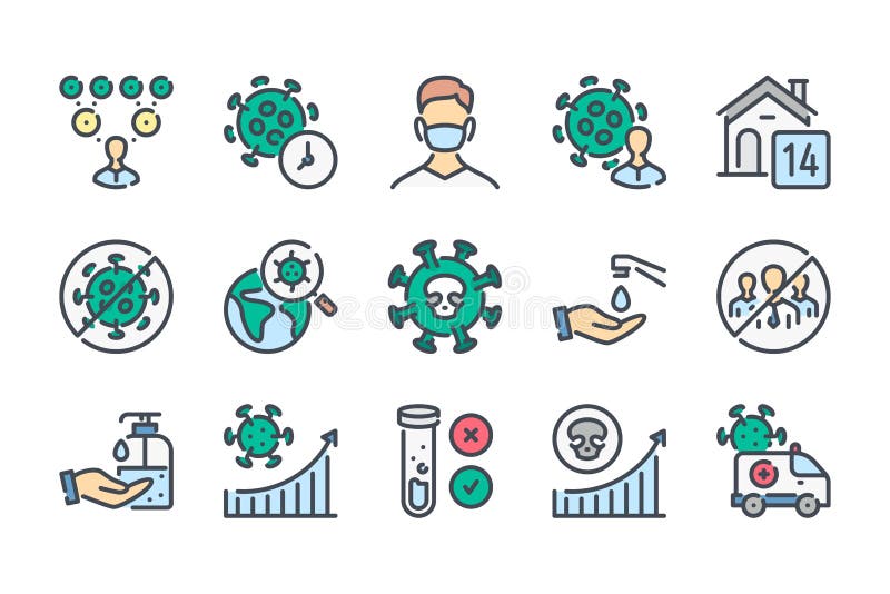 Coronavirus Infection Case Rate Related Color Line Icon Set. Stock ...