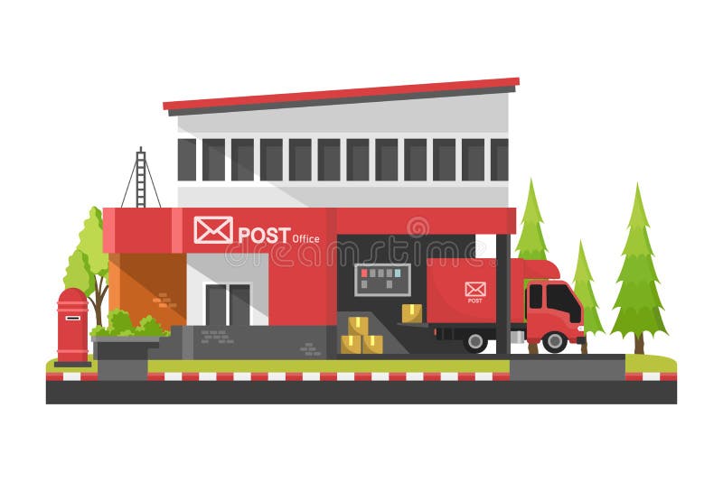 Post Office in Flat Style Isolated on White Background Stock Vector ...