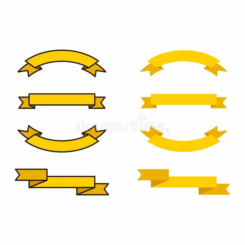 Two Style of Line and Flat Yellow Color Isolated Banner Design Vector ...