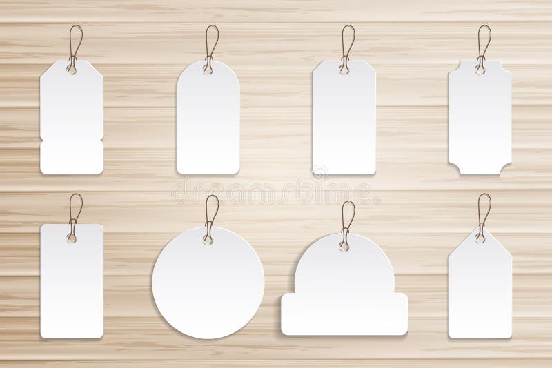 Collection Price Tag on Wooden Board, Blank Labels with Paper Cut Style ...