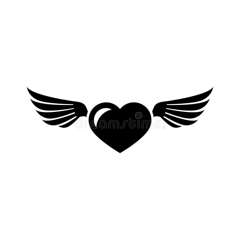 Flying Heart Icon Isolated Vector on White Background Stock Vector ...