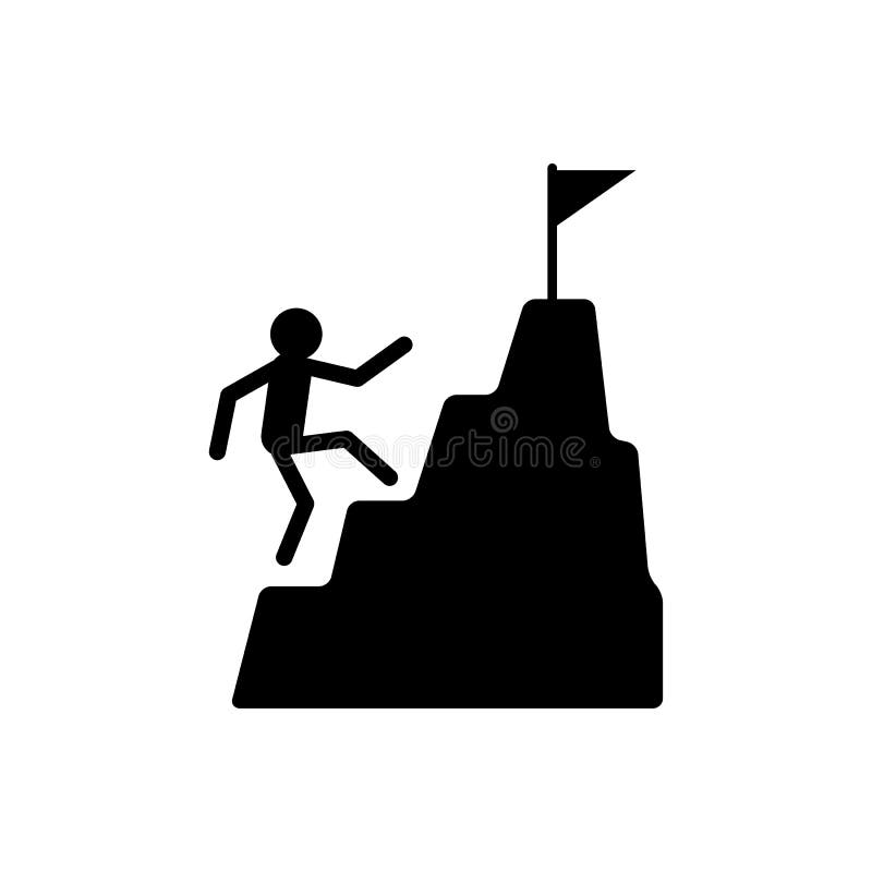 Climbing Mountain To Goal Icon Isolated Vector on White Stock Vector ...