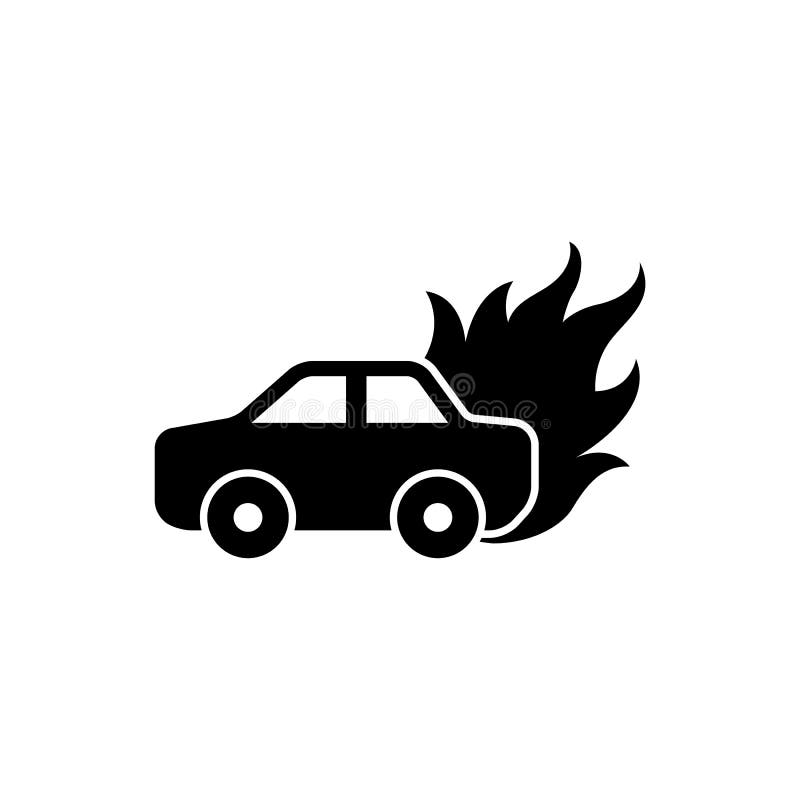 Burning Car Icon Isolated Vector on White Stock Vector - Illustration ...
