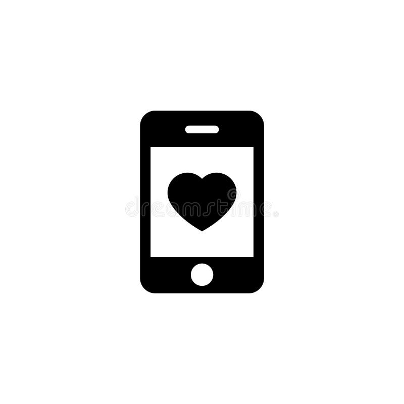 Heart in Phone Icon Vector Isolated on White Stock Vector ...