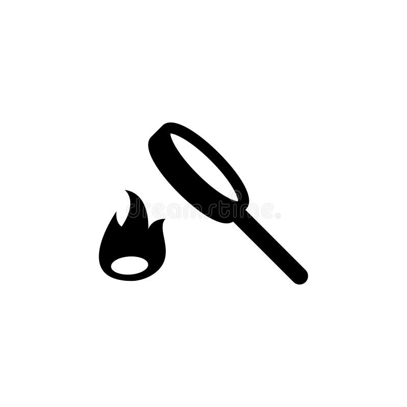 Make a Fire with Magnifying Glass Icon Vector Isolated on White Stock ...