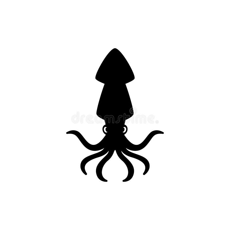 Squid Icon. Vector Isolated Black and White Illustration Stock Vector ...