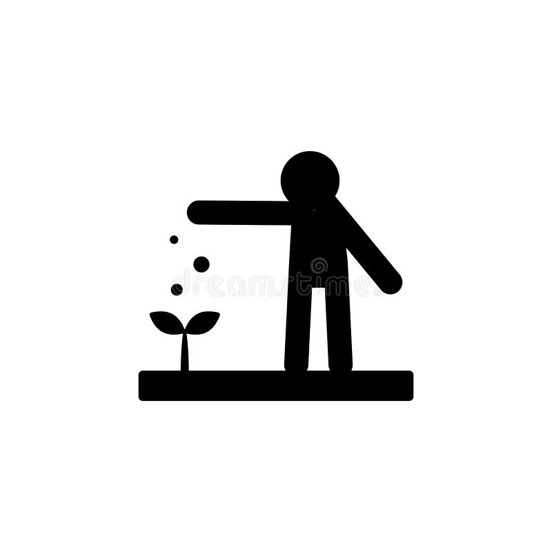 Tree Planting Man Icon Vector Isolated on White Stock Vector ...