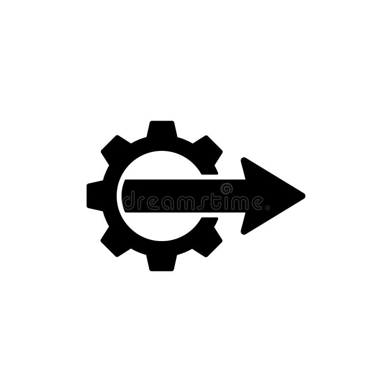 Gear with Arrow Icon Vector on White Stock Vector - Illustration of ...